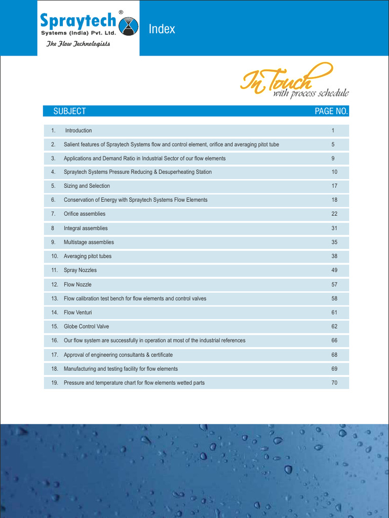 Spraytech Flow Element Catalogue | PDF | Valve | Exhaust Gas
