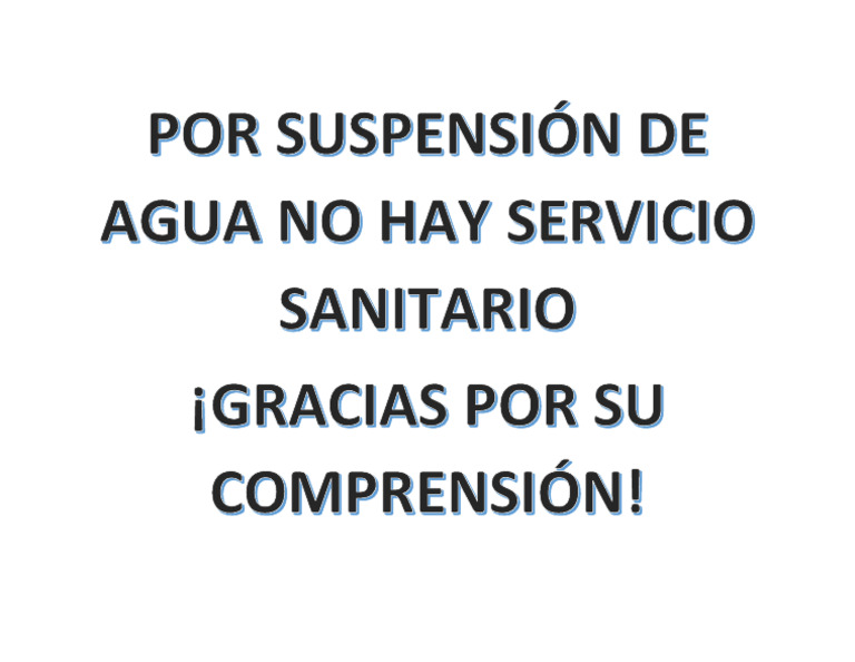Por Suspensión de Agua No Hay Servicio Sanitario | PDF
