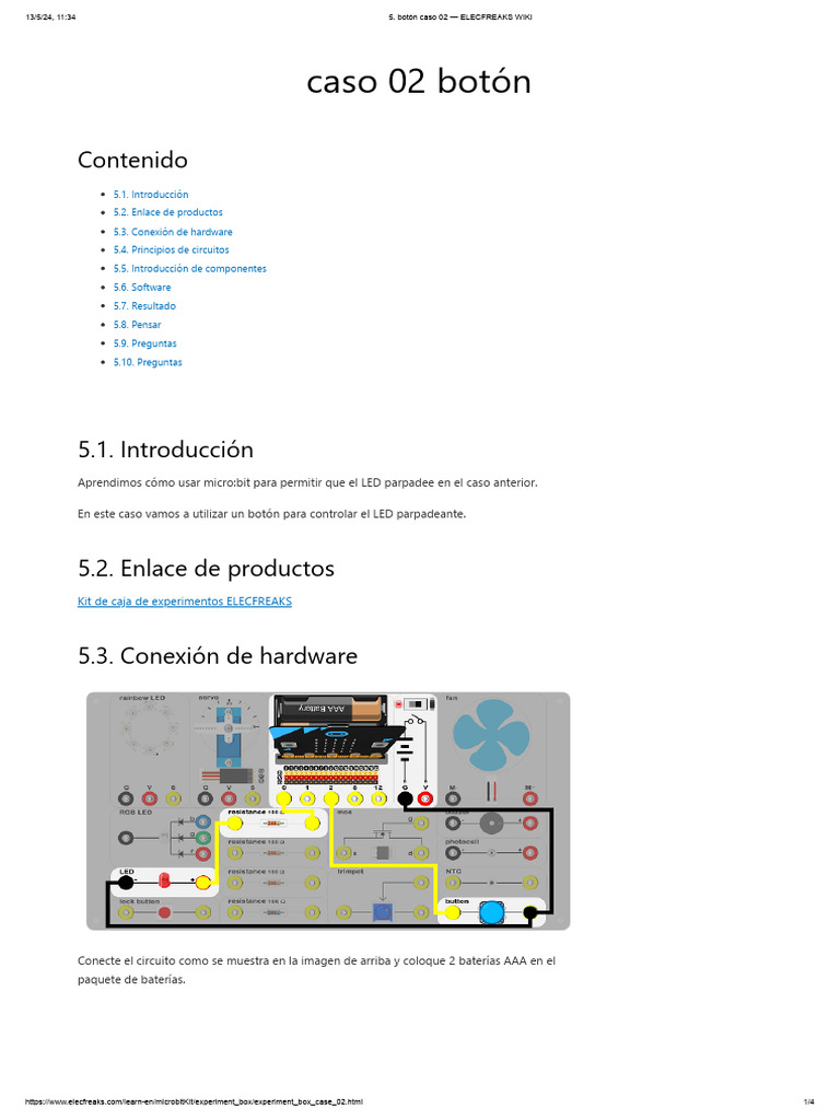 5. botón caso 02 — ELECFREAKS WIKI | PDF | Red eléctrica | Diodo emisor ...
