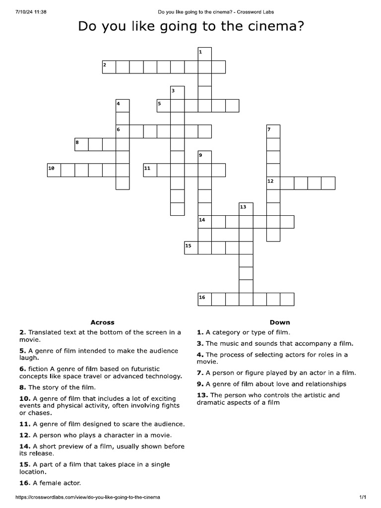 Crossword Cinema | PDF