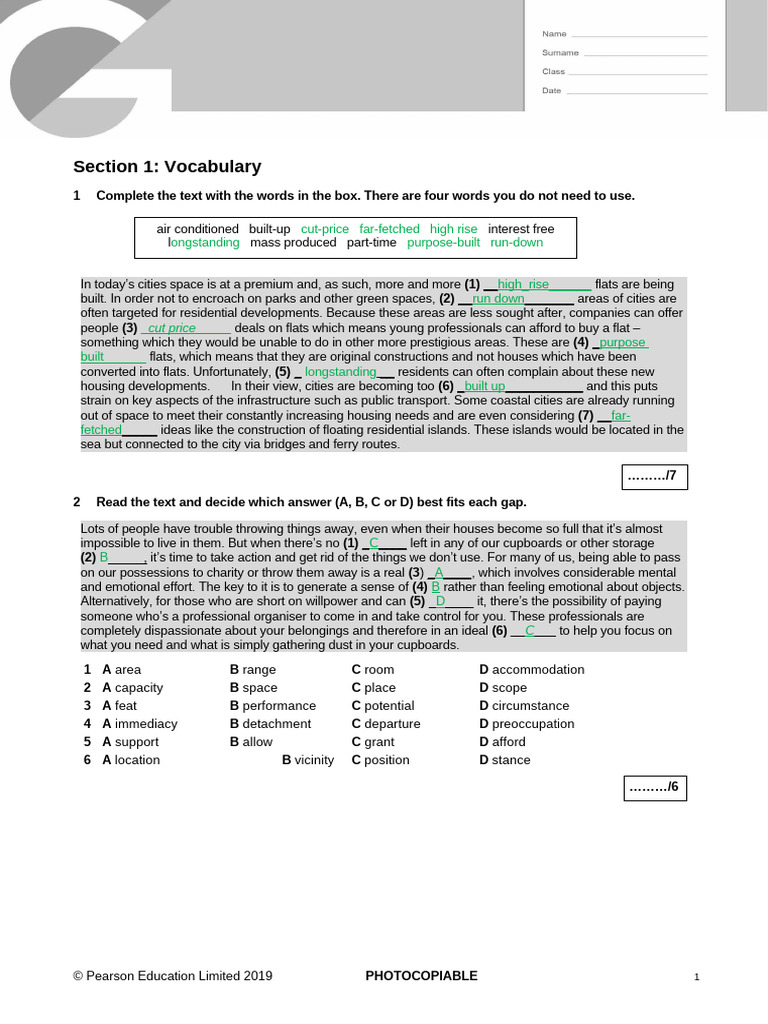 Gold - C1 - Advanced Test U1 | PDF