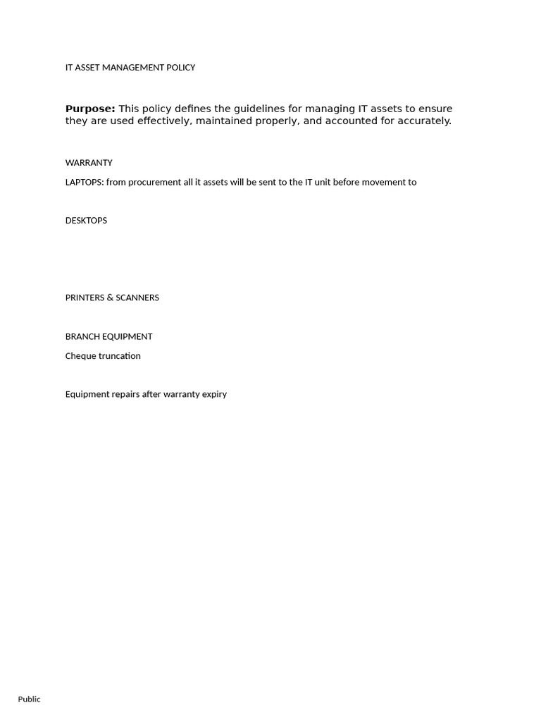 It Asset Management Policy Draft | PDF