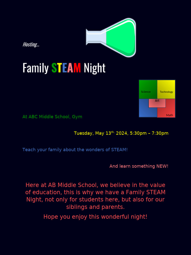 School Event Flyer - Family STEAM Night | PDF