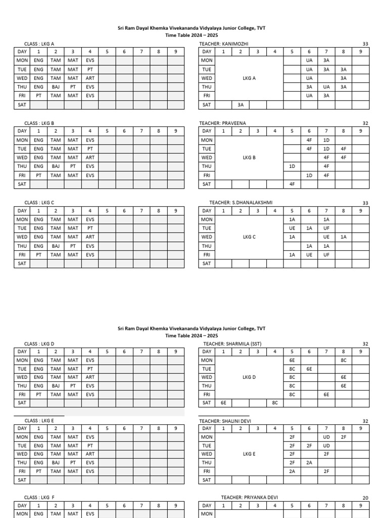 Timetable 24 25 - 070111 | PDF