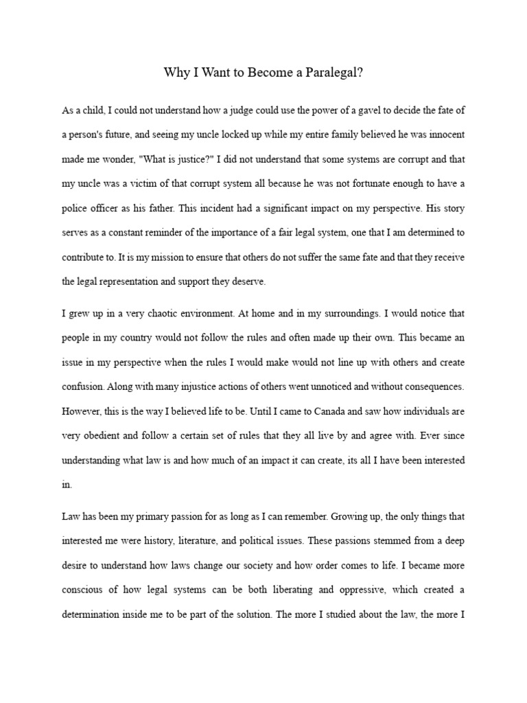 Why I Want To Be A Paralegal 2 | PDF | Paralegal | Justice