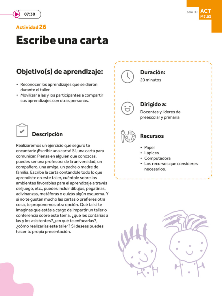 Escribe una Carta para Compartir Aprendizajes | PDF
