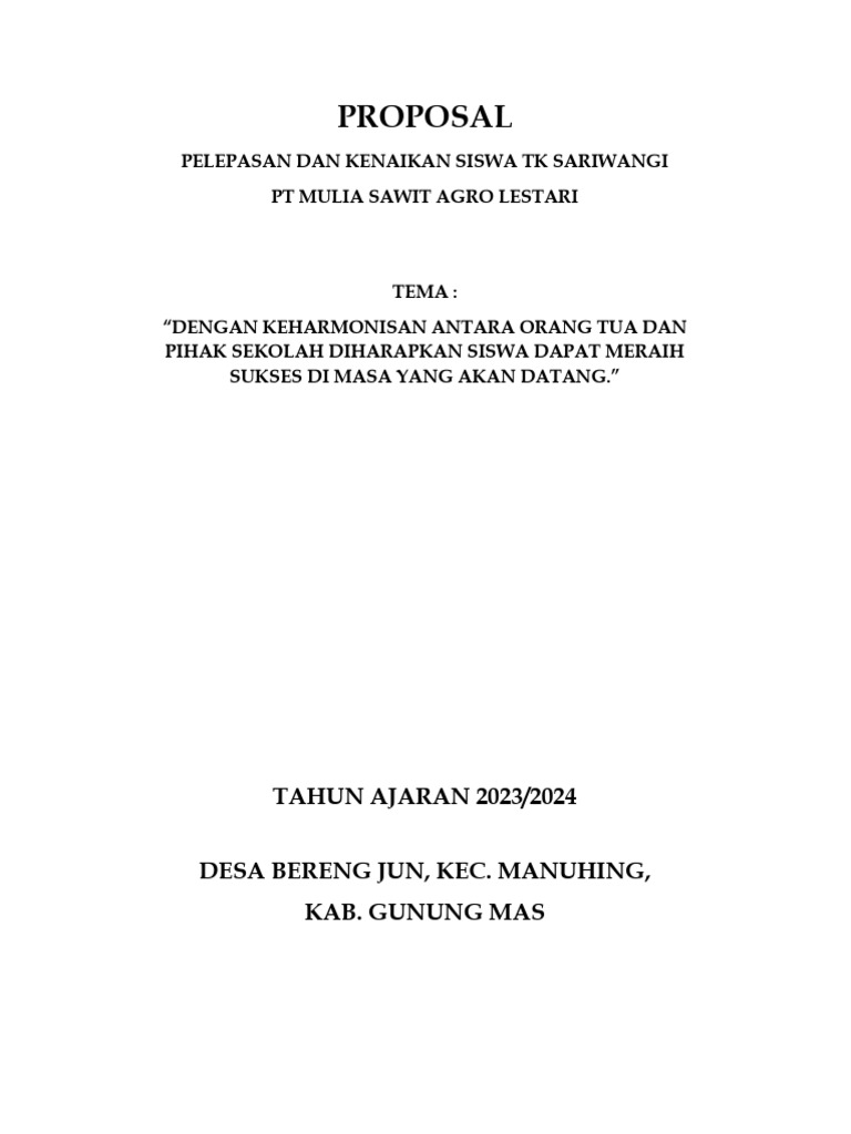 Proposal Wisuda TK Sariwangi... | PDF
