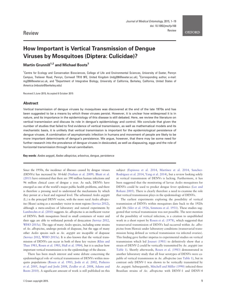 2015 How Important Is Vertical Transmission of Dengue Viruses by ...