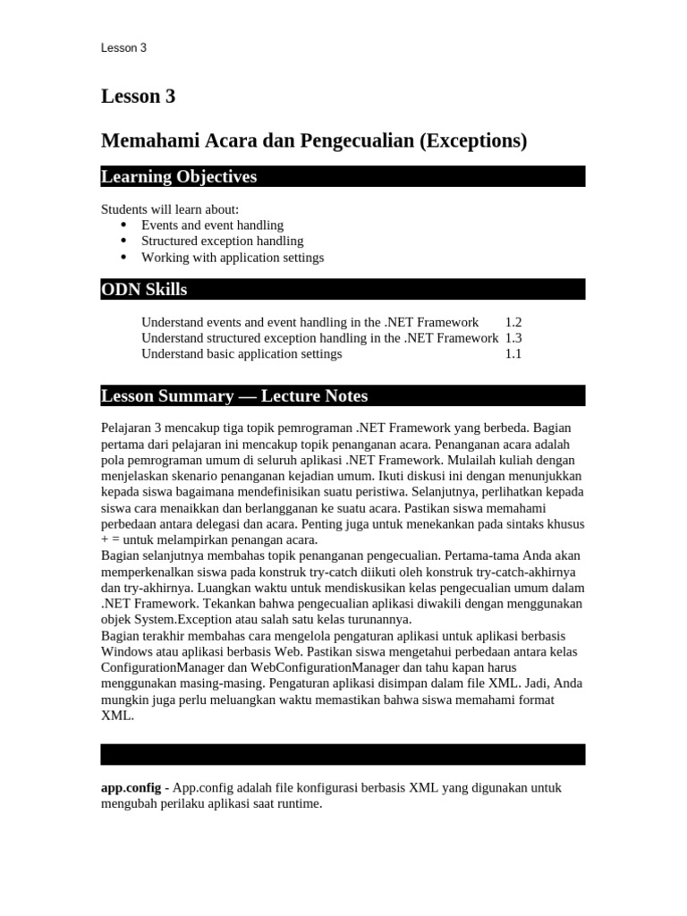 Memahami Acara Dan Pengecualian Exceptions Pdf Computer File Method Computer Programming