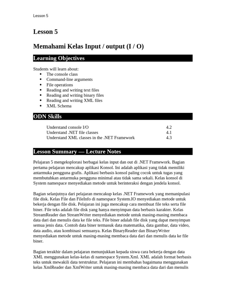 Memahami Kelas Input / output (I / O) | PDF