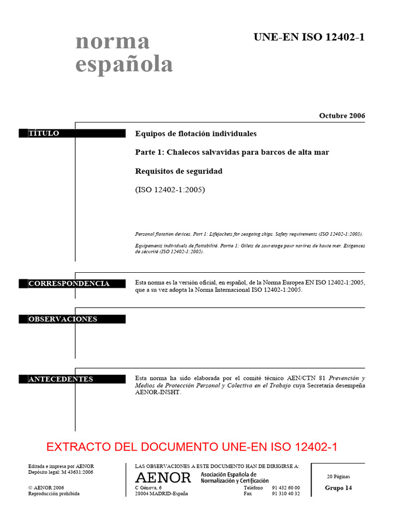 (Ex) Une-En Iso 12402-1 2006 | PDF