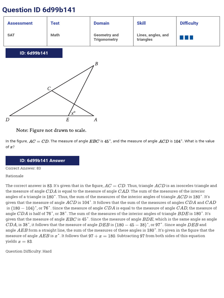 DSAT Math Geometry and Trigonometry Question Bank | PDF | Triangle ...