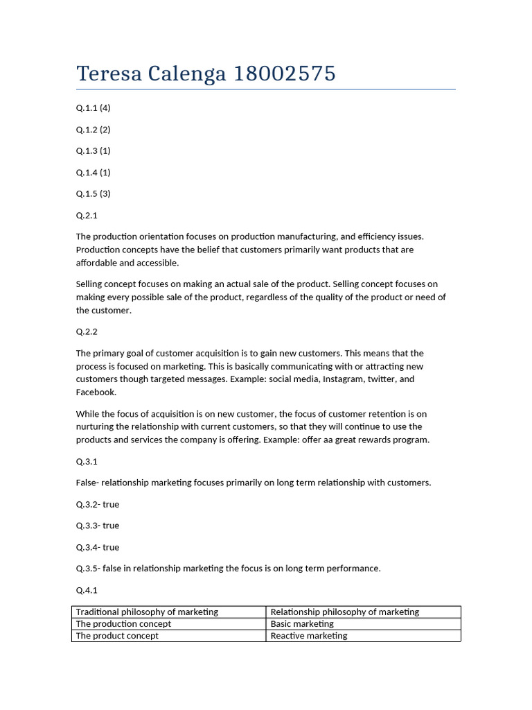 Theresa Calenga Customer Relationship Management | PDF | Marketing ...