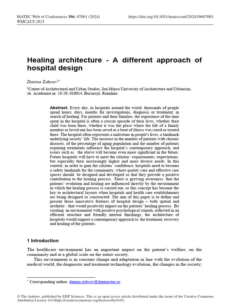 Healing Architecture - A Different Approach of Hos | PDF | Stress ...