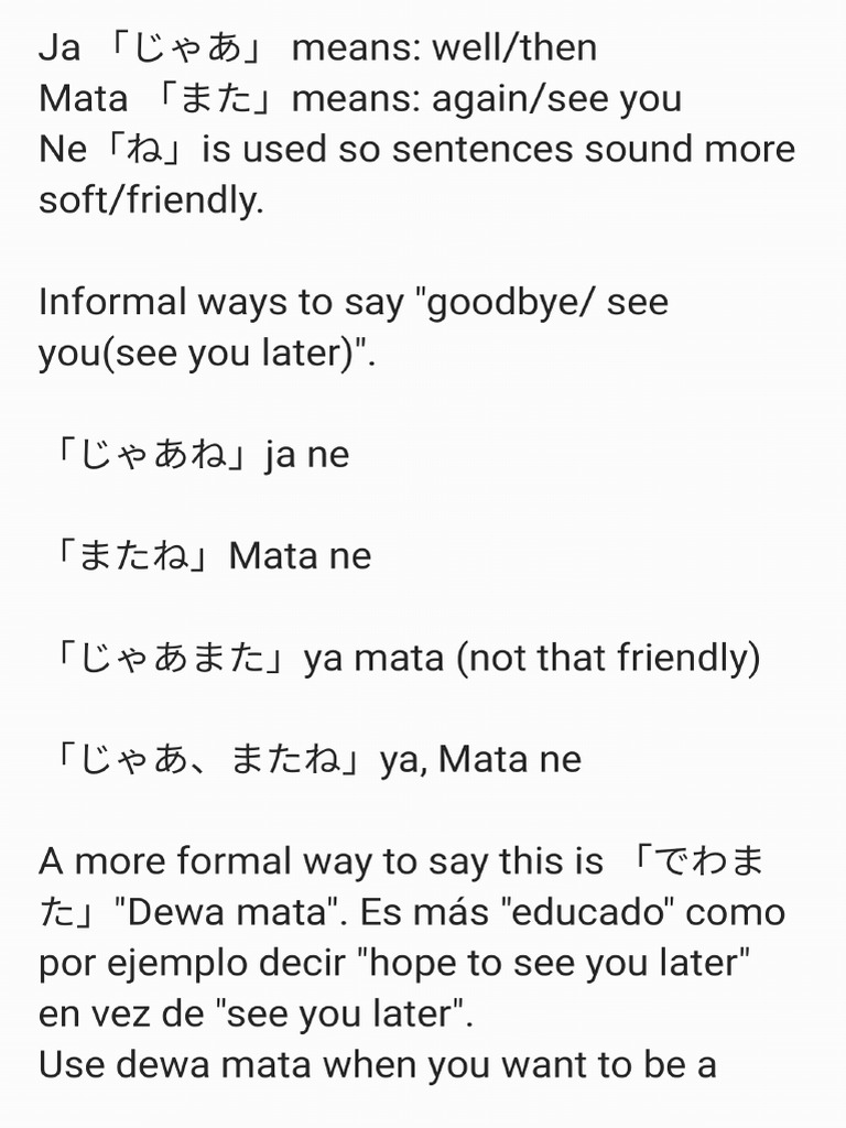 Ways To Say Bye in Japanese | PDF