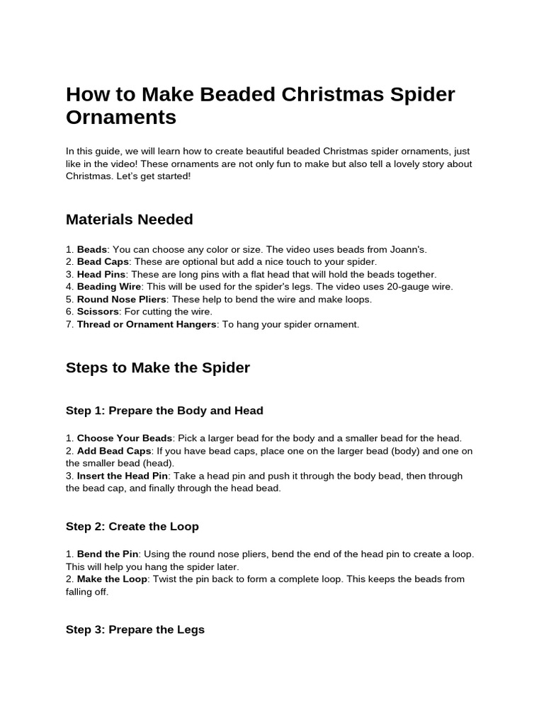 How To Make Beaded Christmas Spider Ornaments | PDF | Spider Web | Spider