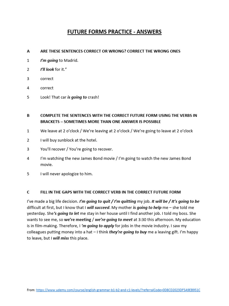 Answers 3 Future Practice Mixed | PDF