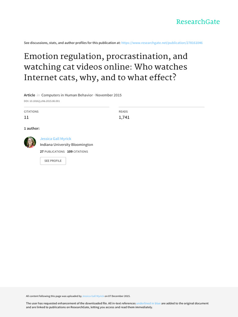 InternetCats CiHB Myrick2015 | PDF | Happiness | Professional Skills