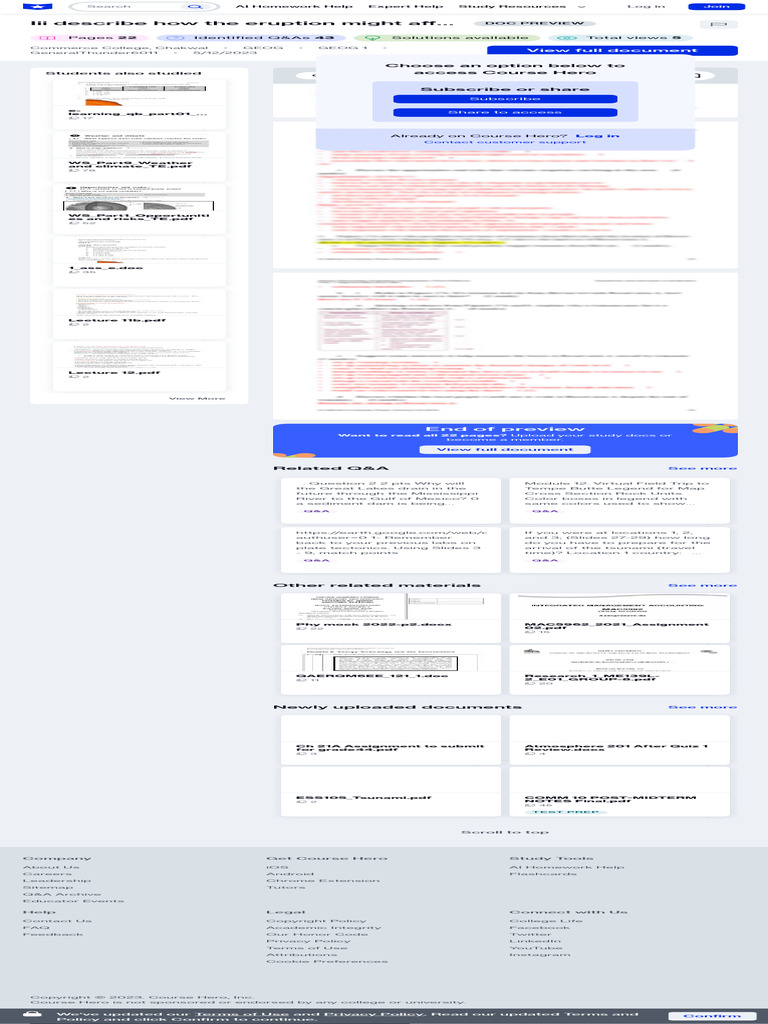 iii Describe how the eruption might affect the surrounding areas 4 marks Senior Course Hero ...