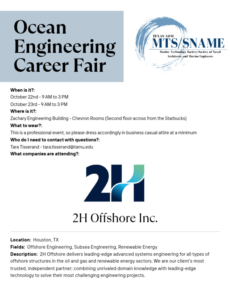 Ocean Engineering Career Fair Details | PDF | United States Navy ...