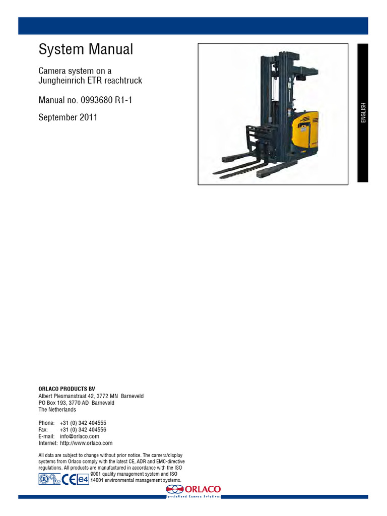 Jungheinrich ETR Reach Truck Camera Manual | PDF | Menu (Computing ...