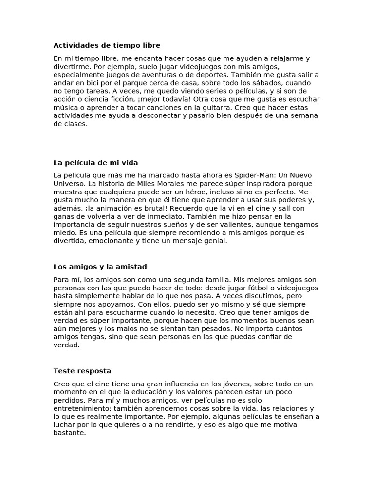 Actividades y Amistad en el Ocio | PDF | Verdad