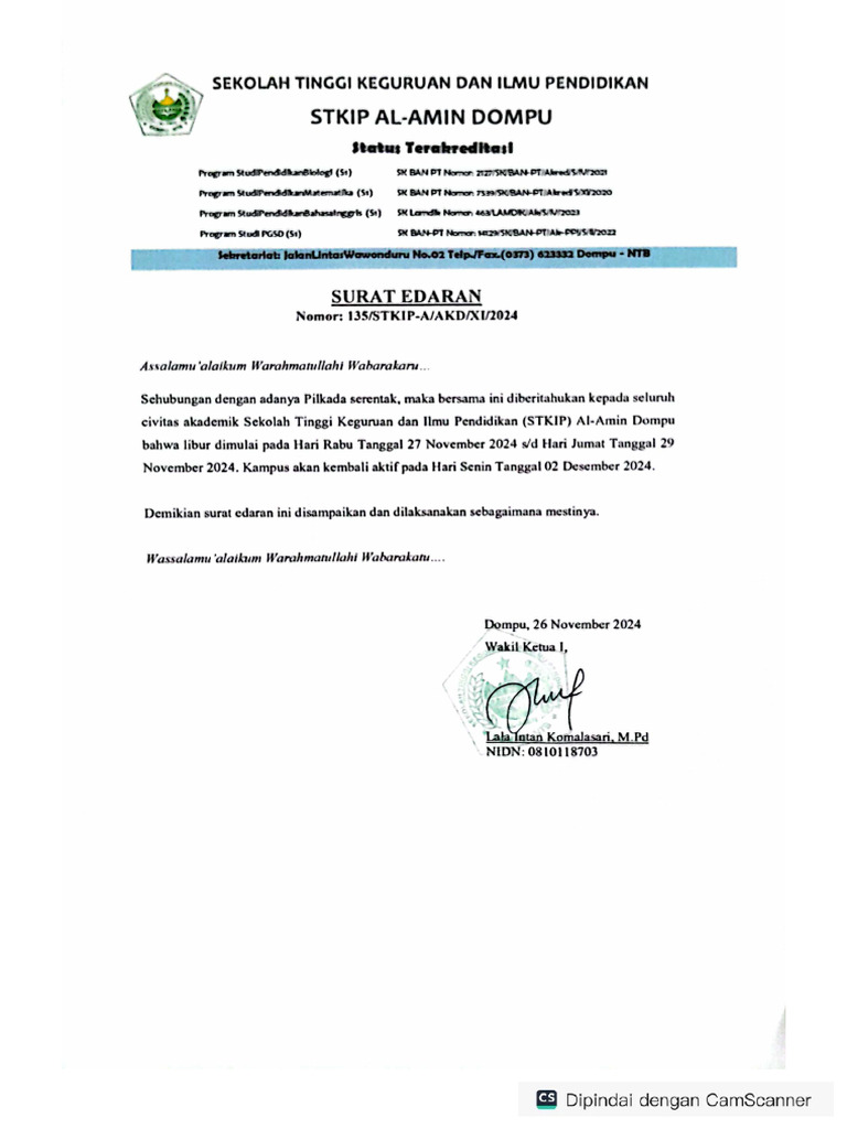 Surat Edaran Libur | PDF