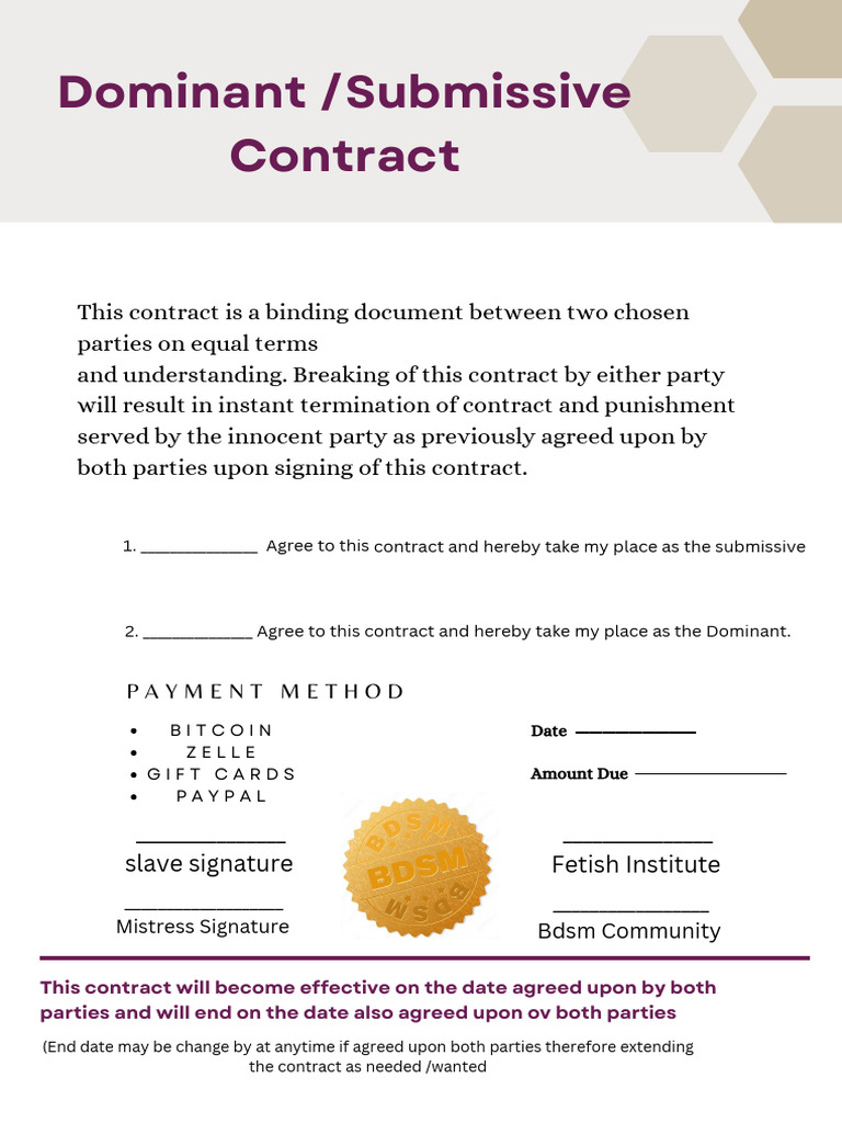 Dominant/Submissive Contract Payment Terms | PDF