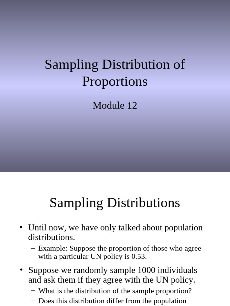 Sampling Distribution of Proportions | PDF | Probability Distribution ...