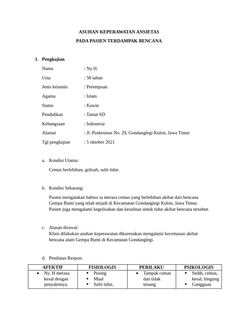 Asuhan Keperawatan Ansietas | PDF