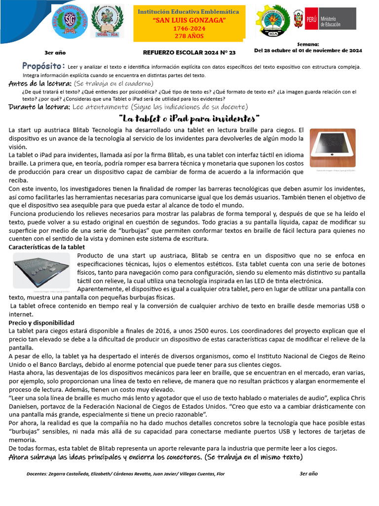 Tablet Braille: Innovación para Invidentes | PDF | Tableta ...