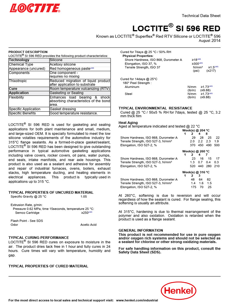 LOCTITE-SI-596-RED-en_GL | PDF | Silicone | Materials