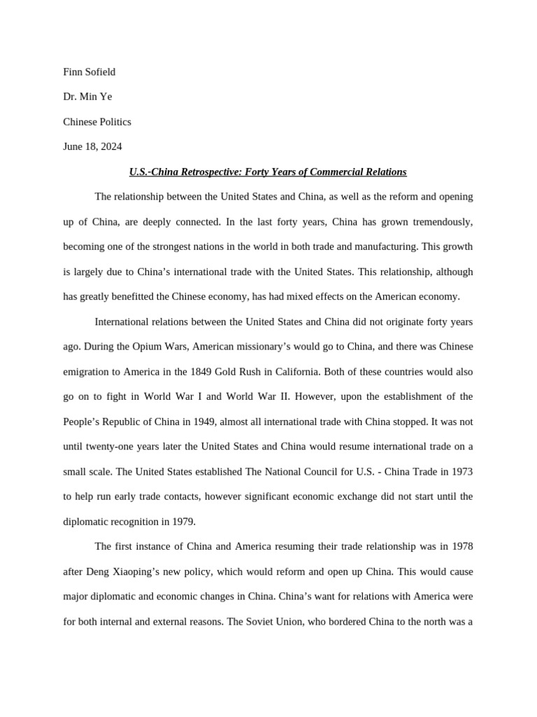 U.S.-China Trade Relations: A 40-Year Review | PDF | China | World Politics