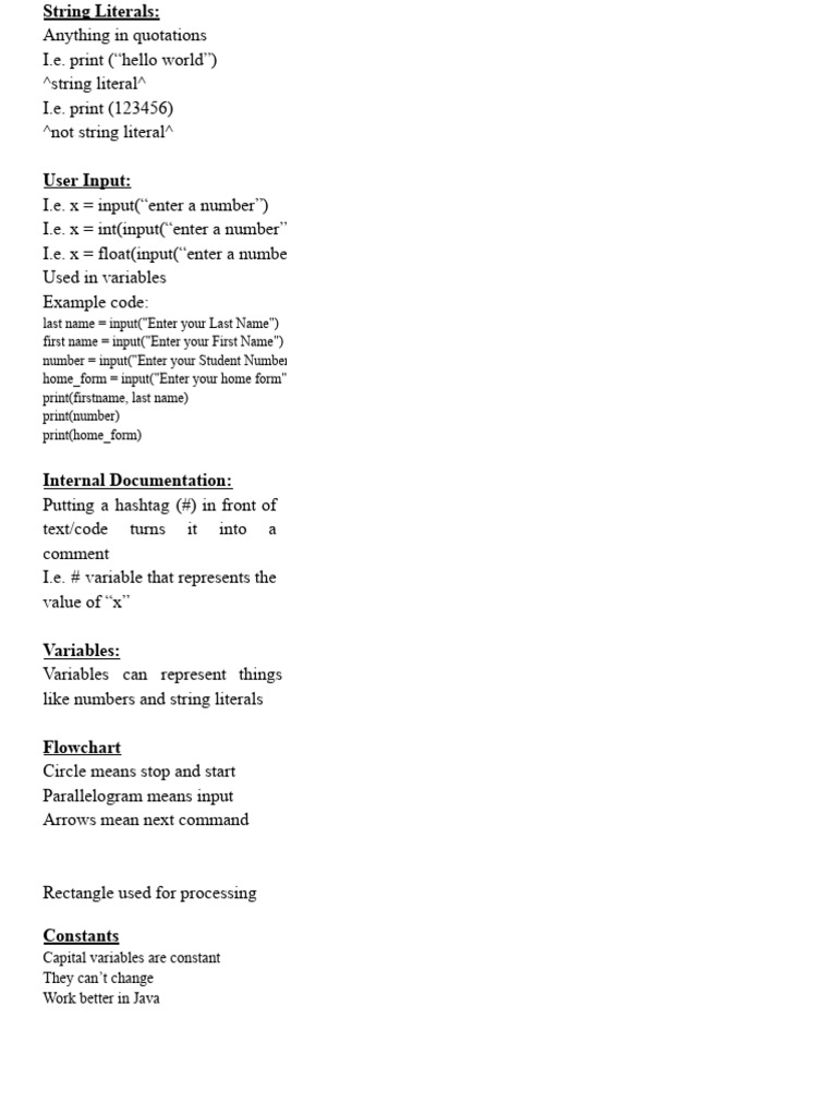 Comp Sci Reference Sheet | PDF