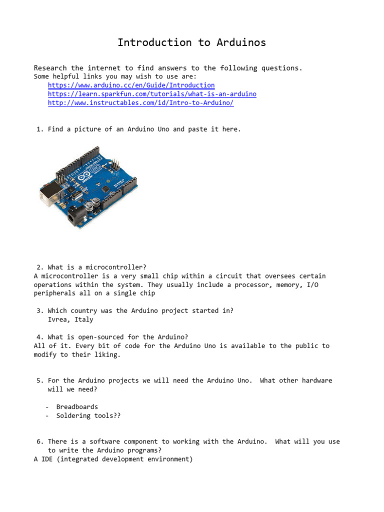 Introduction To Arduinos Research | PDF | Arduino | Manufactured Goods