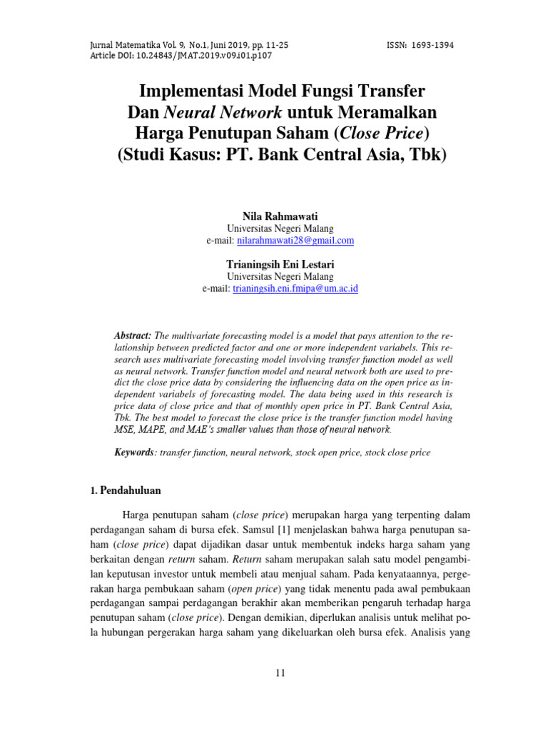 Implementasi Model Fungsi Transfer Dan N | PDF