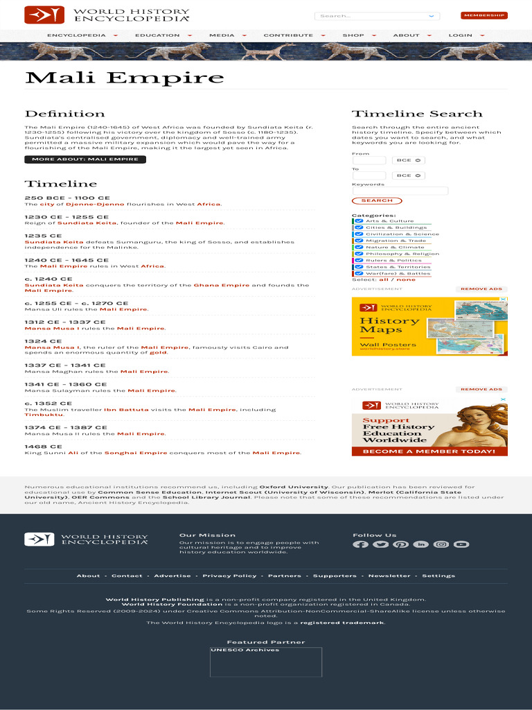 Mali Empire Timeline World History Encyclopedia Pdf Mali