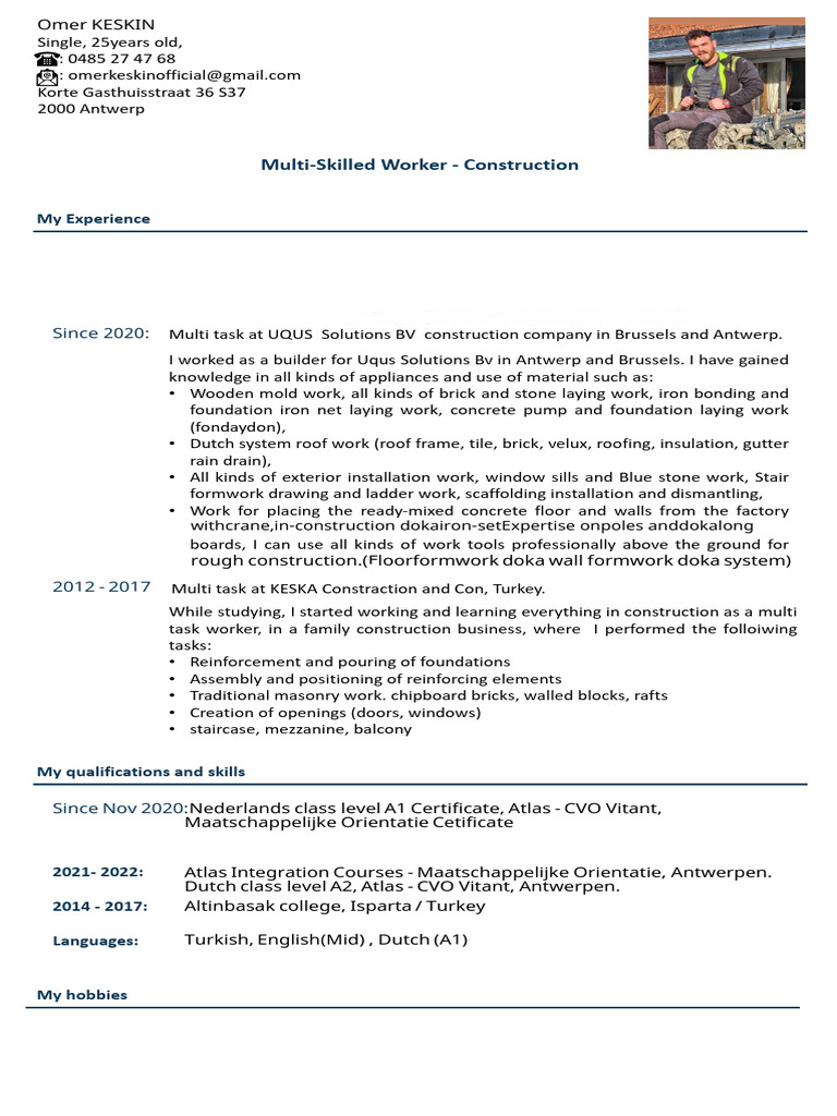 CV Omer-print | PDF | Masonry | Real Estate