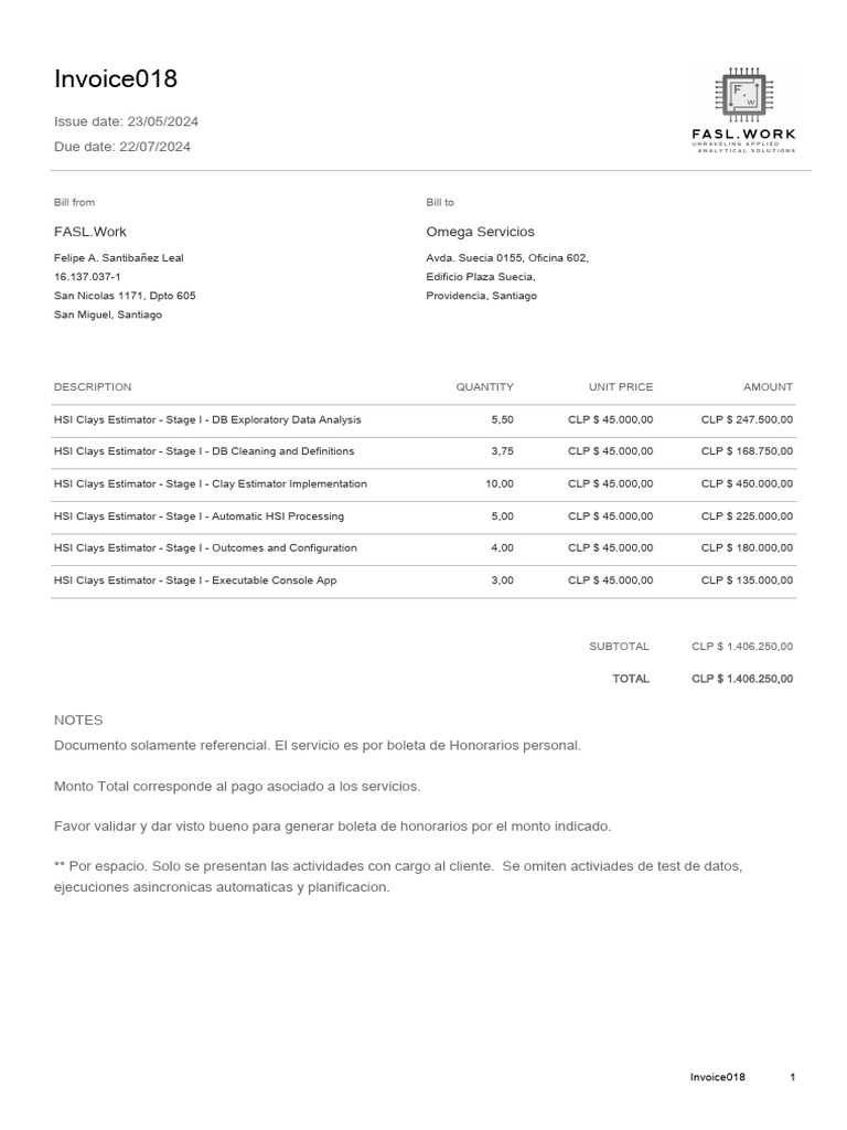 Omega Servicios - Invoice - Invoice018 1 | PDF