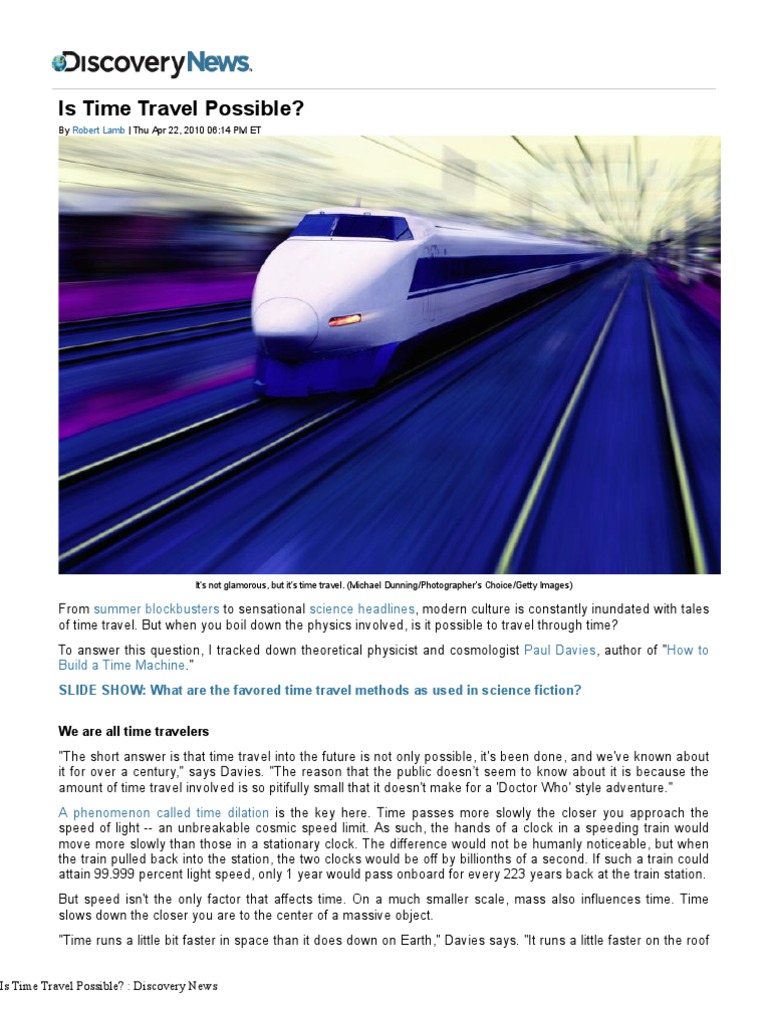 Is Time Travel Into The Future Possible Via Relativity | PDF | Time ...