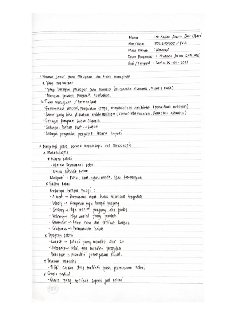 015_Ni Kadek Risna Dwi Utari_UTS Mikologi IVA | PDF