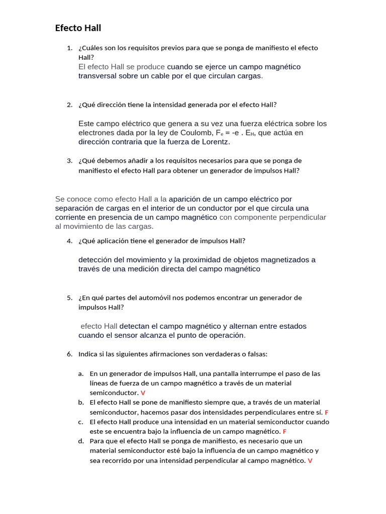 Actividades Efecto Hall | PDF