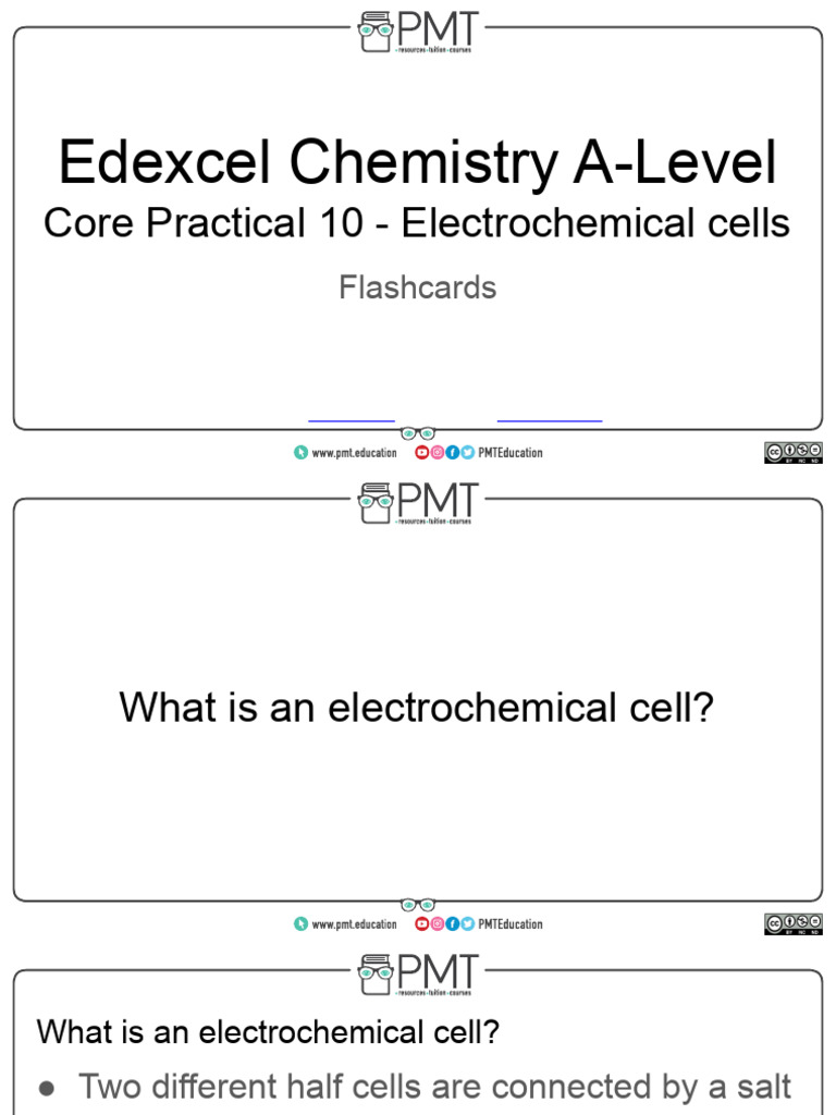 Flashcards - CP 10 Electrochemical Cells - Edexcel Chemistry A-Level | PDF | Electrochemistry ...