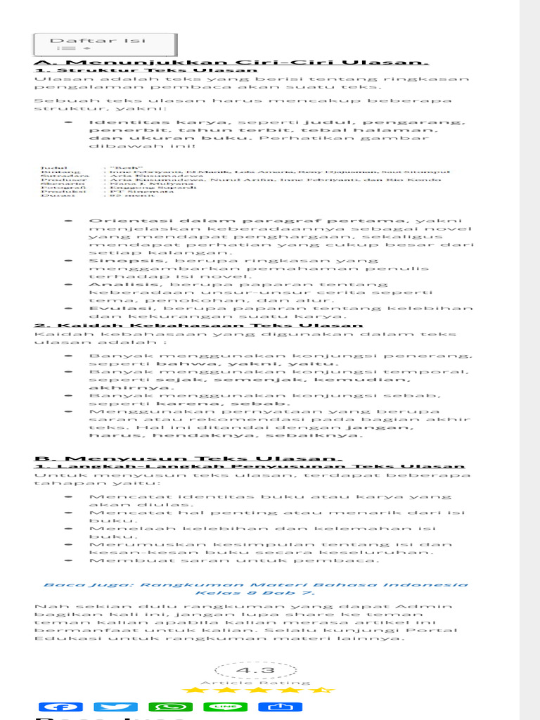 Rangkuman Materi Bahasa Indonesia Kelas 8 Bab 6 - Portal Edukasi | PDF