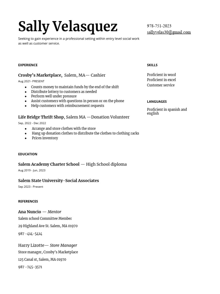 Sally Velasquez - Working Resume (2025) | PDF