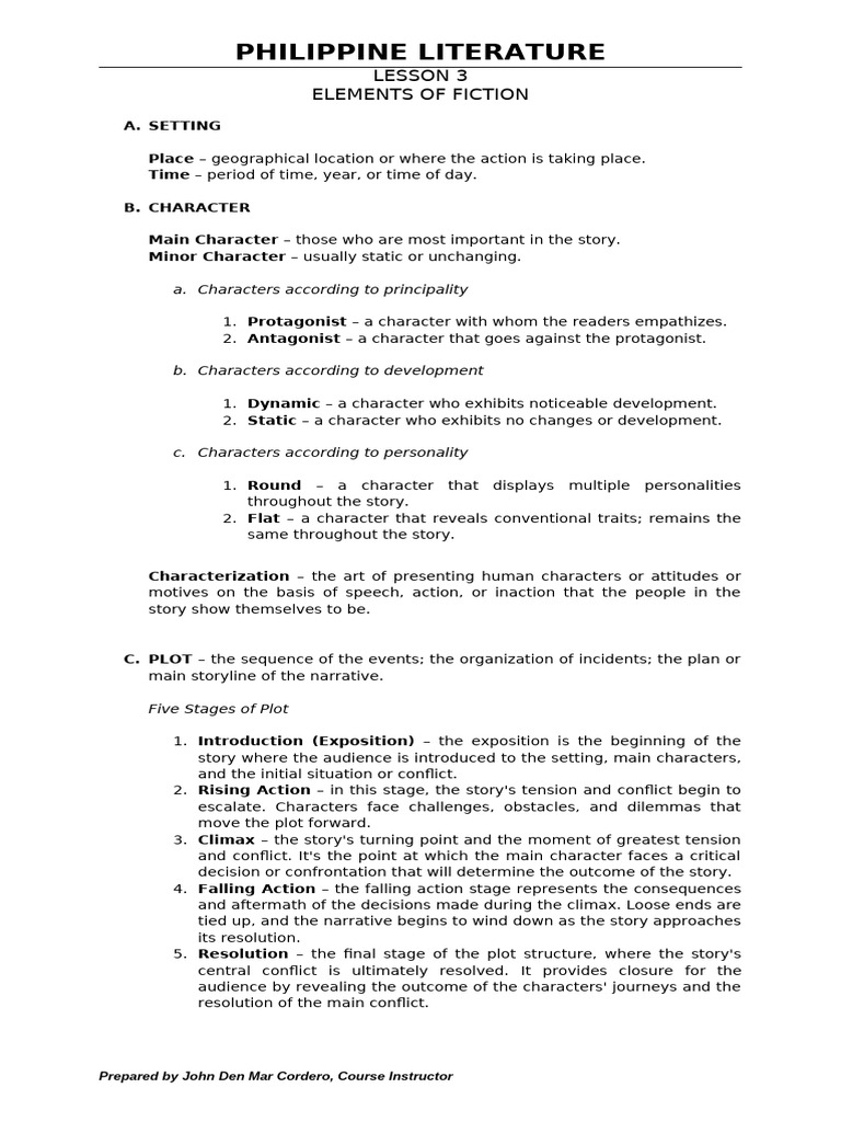 Lesson-3-Elements-of-Fiction | PDF | Narration | Plot (Narrative)