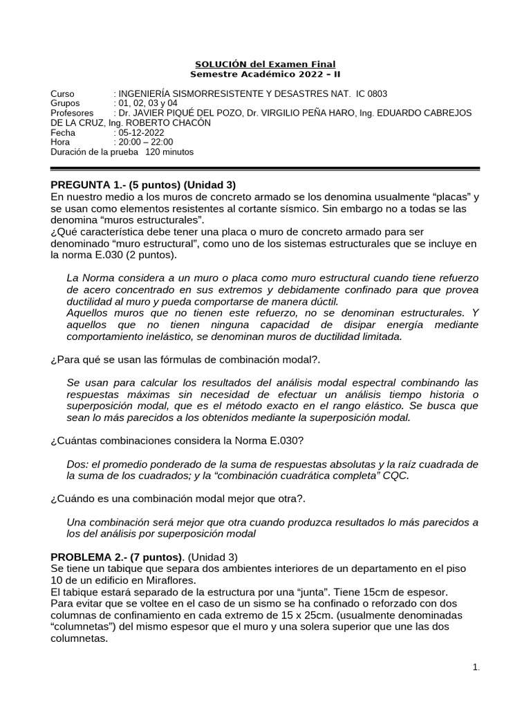 SOLUCIÓN Exfinal 2022-2urp | PDF | Concreto reforzado | Hormigón