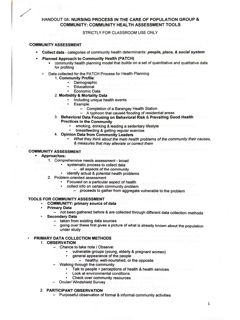 HANDOUT 8 - Community Health Assessment Tools | PDF