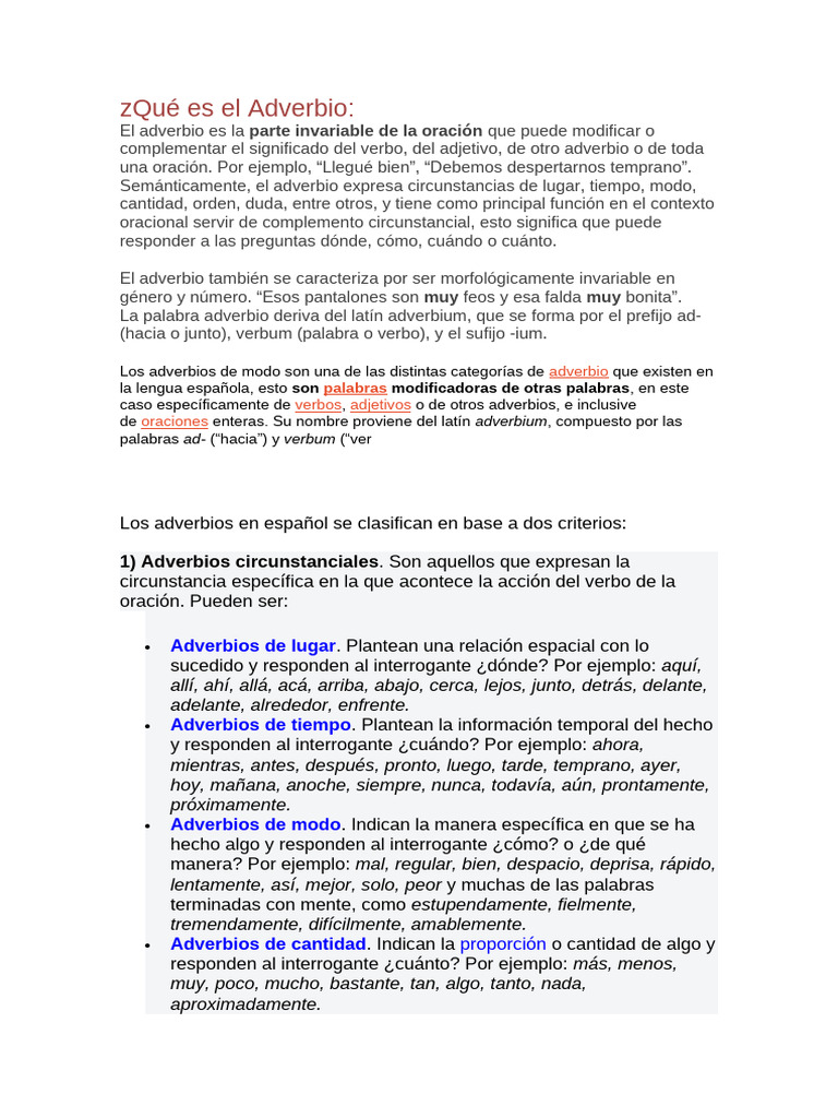Adverbios de Modo | PDF | Adverbio | Mecánica del lenguaje