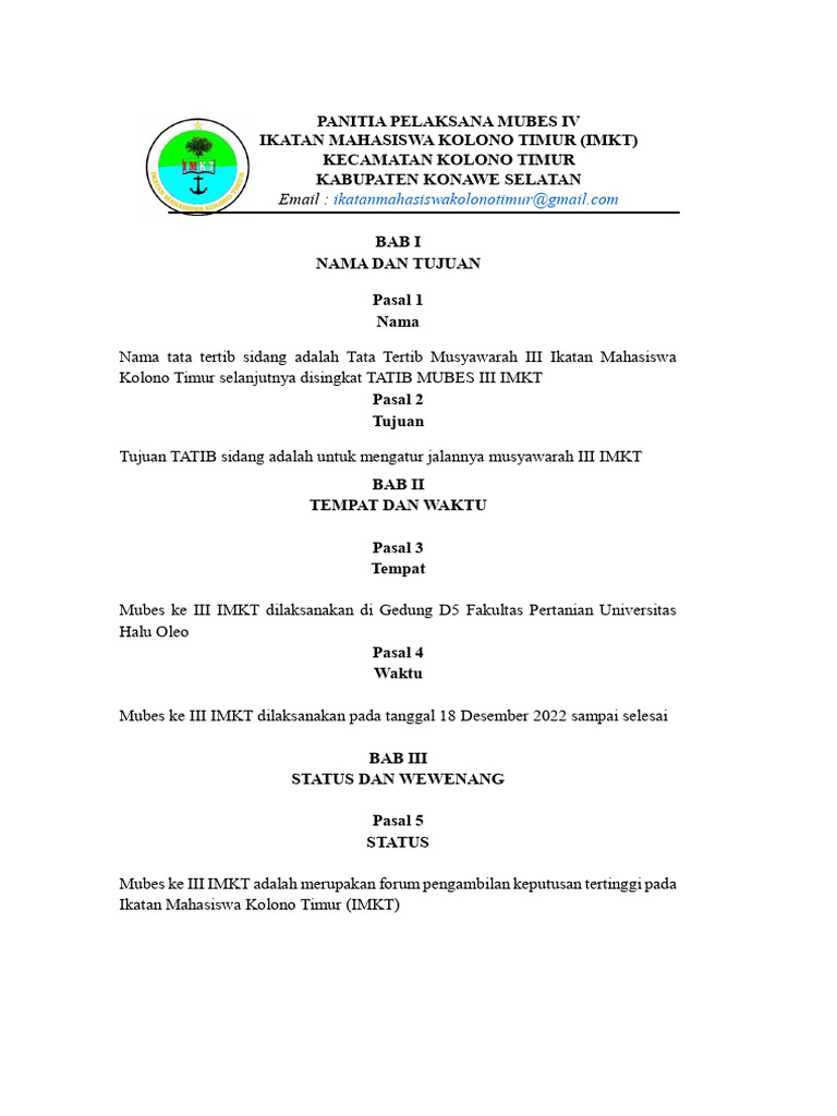 Panitia Pelaksana Mubes IV (1) | PDF